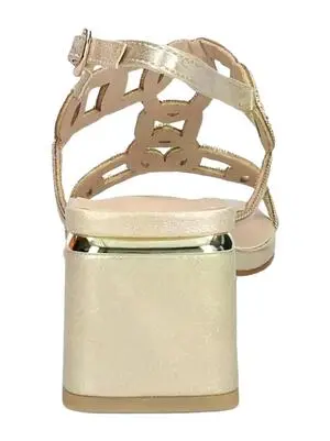 ALMA EN PENA Embellished Metallic Heeled Sandals - Gold