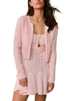LoveShackFancy Pointelle Knit Cardigan - Pink