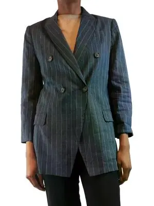 Brunello Cucinelli Pinstripe Double-breasted Blazer - Grey