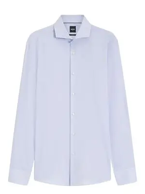 BOSS Slim-fit Cotton Shirt With Spread Collar Light Blue