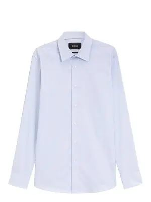 BOSS Slim-fit Shirt In Wrinkle-resistant Gingham-check Cotton - Light Blue