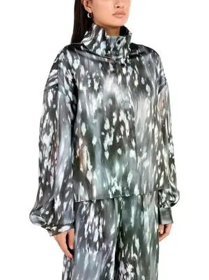 IRO PARIS Abstract Print High Neck Blouse - Grey