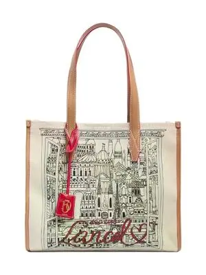 LANCEL Graphic Print Canvas Tote Bag - Neutrals