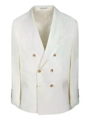 Brunello Cucinelli Peaked-lapel Double-breasted Suit - White