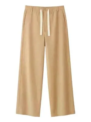 SANDERLAK Santa Monica Drawstring-waist Wide-leg Trousers - Neutrals
