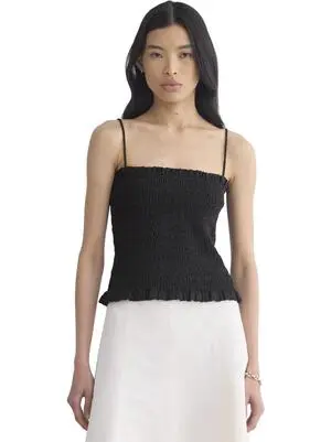 Everlane Smocked Cami Top - Black