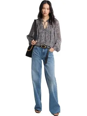 Michael Kors Metallic Printed Georgette Blouse - Black
