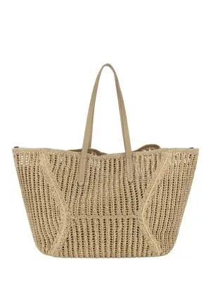 Brunello Cucinelli Raffia Shoulder Bag - Beige