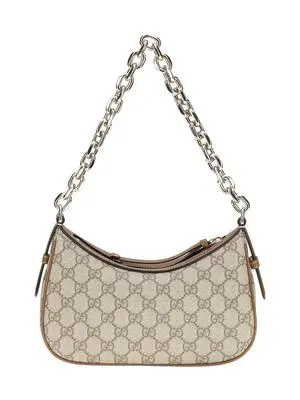 Gucci Small Gg Monogram Shoulder Bag With Chain Strap - Beige
