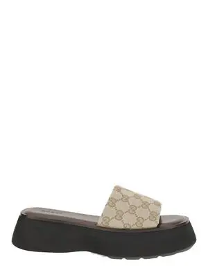 Gucci Oversized Sole Slider Sandals - Beige