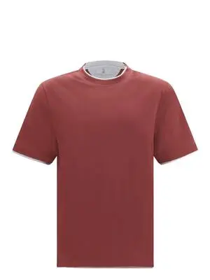 Brunello Cucinelli Cotton T-hirt - Bordeaux
