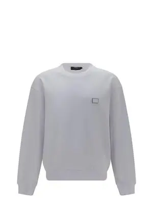 Dolce & Gabbana Cotton Sweatshirt With Logo Plaque - White