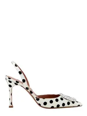 Amina Muaddi Camelia Crystal Embellished Pumps - White