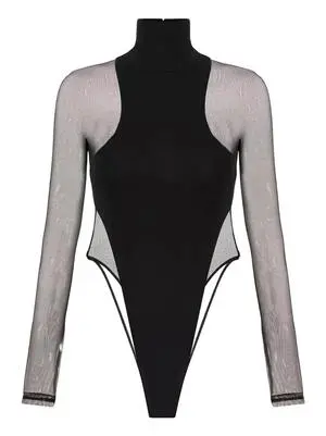 Elisabetta Franchi Tulle Bodysuit - Black