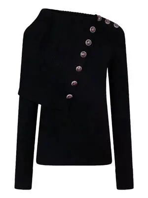 Rabanne Asymmetrical Sailor-collar Sweater - Black