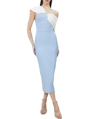 Karen Millen Figure Form Asymmetric Midi Dress - Light Blue