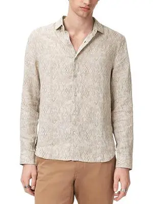 John Varvatos Thompson Linen Shirt - Light Khaki