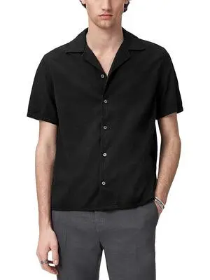 John Varvatos Dan Short Sleeve Camp Collar Shirt - Black