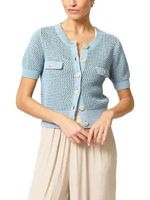 Central Park West Iris Tape Yarn Cardigan - Light Blue