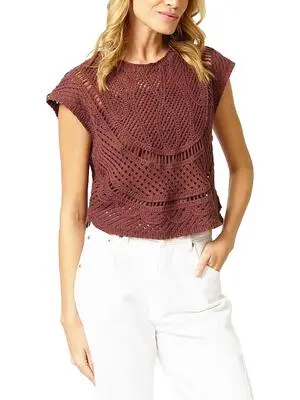 Central Park West Central Park West Ember Machine Crochet Top Chocolate