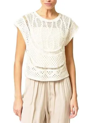 Central Park West Central Park West Ember Machine Crochet Top White