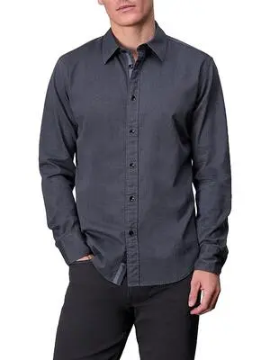 Rag & Bone Tomlin Stretch Dobby Button Front Shirt - Shark Blue