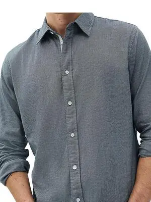 Rag & Bone Tomlin Stretch Dobby Button Front Shirt - Sky Blue
