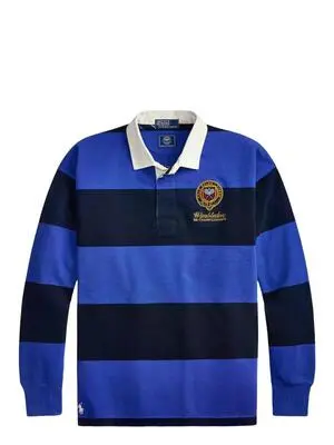 Polo Ralph Lauren Striped Embroidered Rugby Polo Shirt - Blue