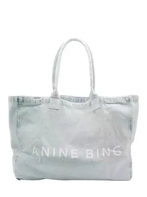 ANINE BING Logo Cotton Tote Bag - Blue