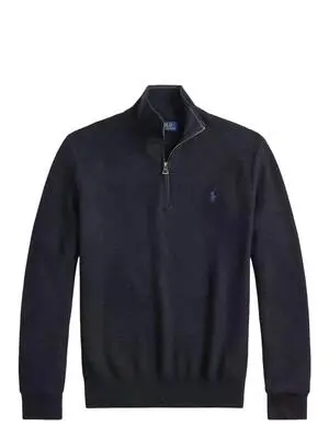 Polo Ralph Lauren Rib-knit Quarter-zip Sweater - Blue