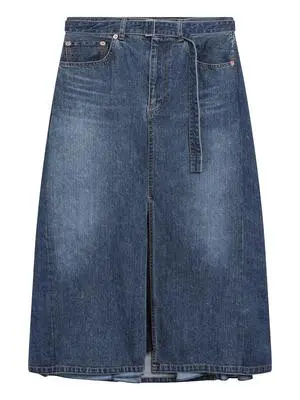 Sacai Denim Midi Skirt With Integrated Belt - Blue