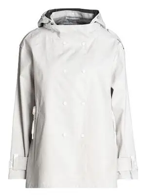 Herno Lightweight Linen Double-breasted Jacket With Detachable Hood - Grey