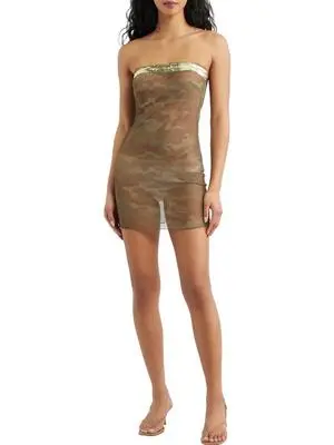 BELLA VENICE Chyler Print Sequin Strapless Minidress - Camo