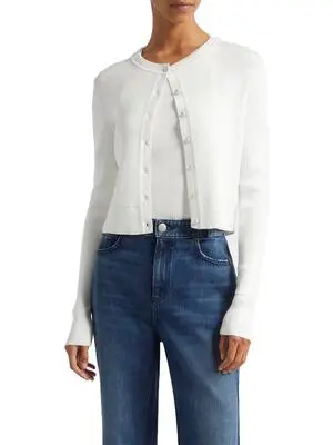 TOCCIN Zoe Crop Fitted Cardigan - Optic