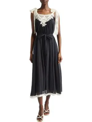 Zimmermann Roselight Lace Trim Cotton And Silk Blend Slipdress - Black