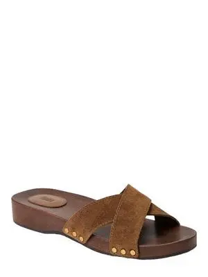 Paige Inez Slide Sandal With Studded Platform - Chestnut