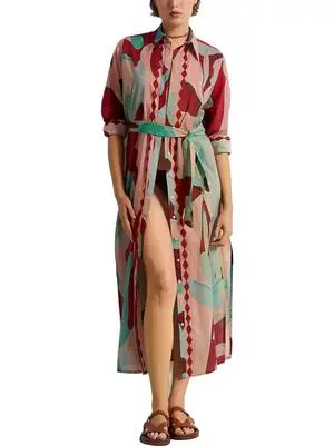 Mare Di Latte Midi Murando Abstract-print Shirt Dress - Neutrals