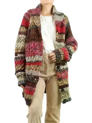 Dior Chunky Belted Cardigan - Red