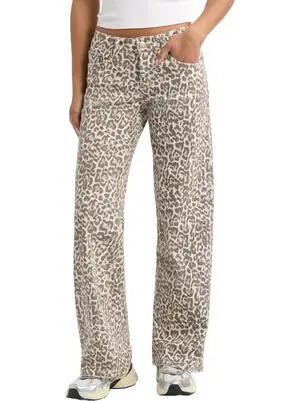 YMI Britney Camouflage Low Rise Wide Leg Jeans - Light Leopard