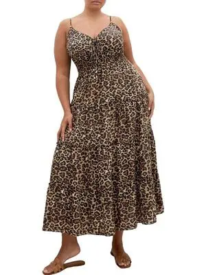 City Chic Amaya Print Tiered Maxi Dress - Leopard