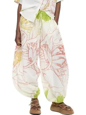 Desigual Cotton Balloon Pants - White Multi