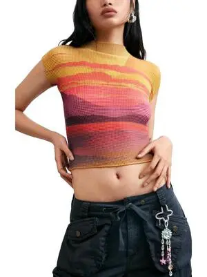 DESIGUAL Desigual Sunset Grid Texture T-Shirt