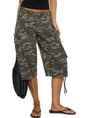 Princess Polly Hudsen Longline Cargo Shorts - Camo