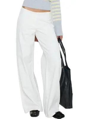 Princess Polly Heroes Mid Rise Baggy Wide Leg Jeans - White