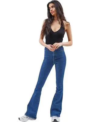 DR. DENIM Moxy High Flare Jeans - Cape Dark Plain