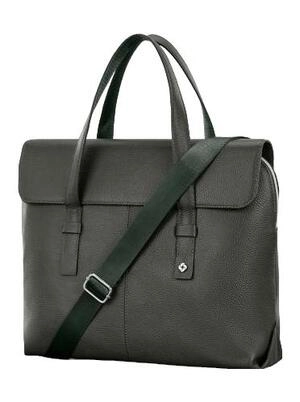 SAMSONITE Convertible Leather Briefcase With Laptop Sleeve - Olive