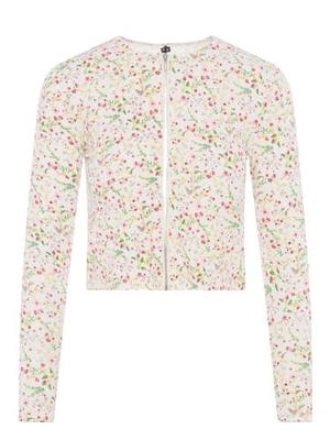 RIFF Riff Floral Print Zip-Up Long Sleeve Top