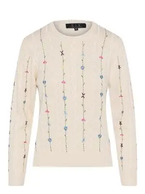 DICIANNOVE Embroidered Cable Knit Sweater - Cream