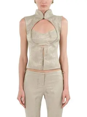 NOCTURNE Braid-trim Bustier Top - Multi-colored