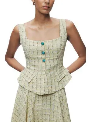 NOCTURNE Button Accent Tweed Bustier - Multi-colored